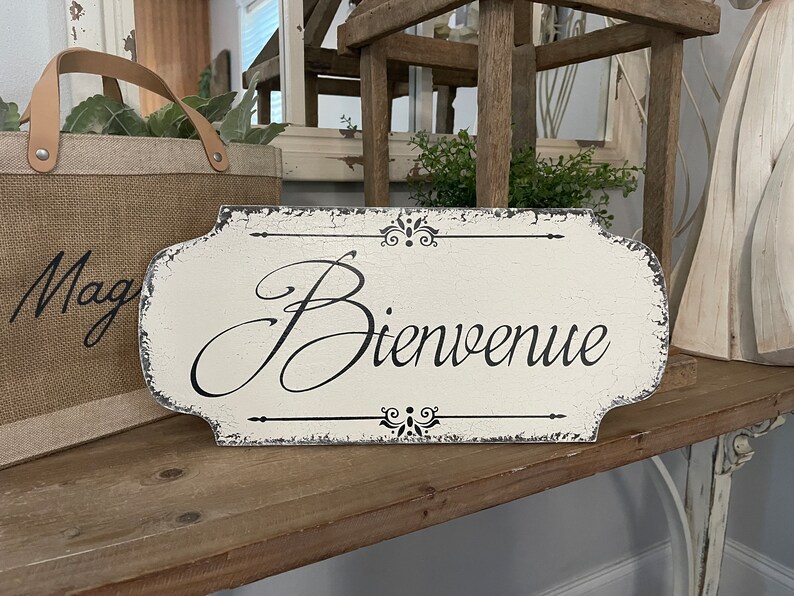 BIENVENUE, French Sign, Welcome Sign, Entrance Sign, Foyer Sign, 18 X 8 ...