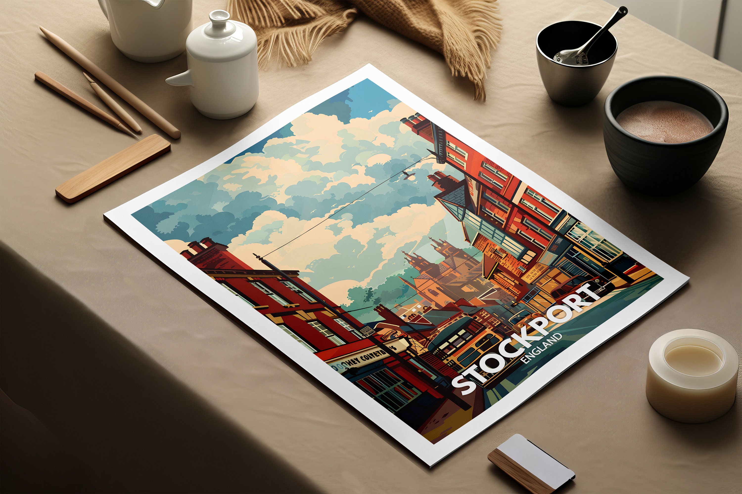 Stockport Print - Stockport Poster, UK Wall Art, England Decor, British ...