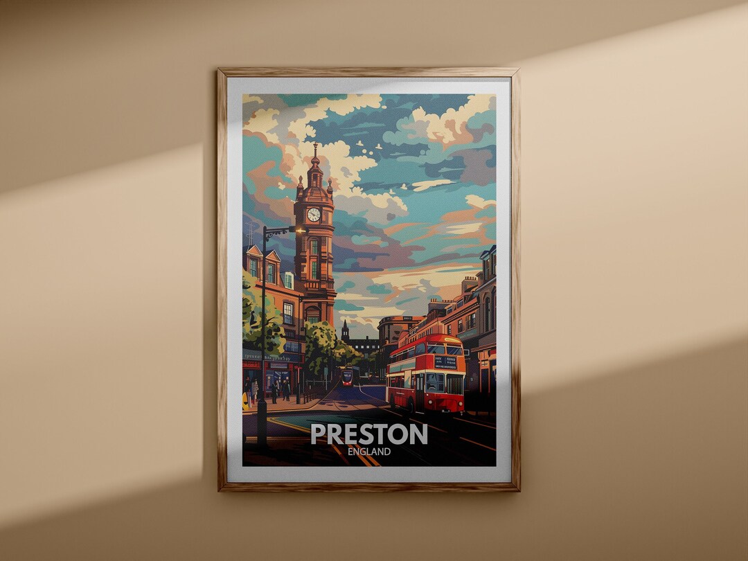 Preston Print - Preston Poster, UK Wall Art, England Decor, British ...