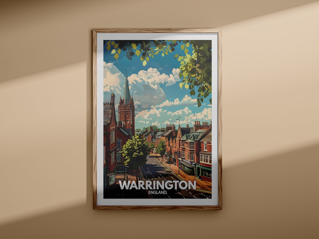 Warrington Print - Warrington Poster, UK Wall Art, England Wall Art ...