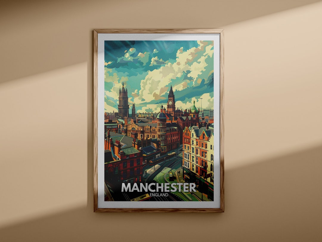 Manchester Print - Manchester City Poster, UK Wall Art, England Wall ...