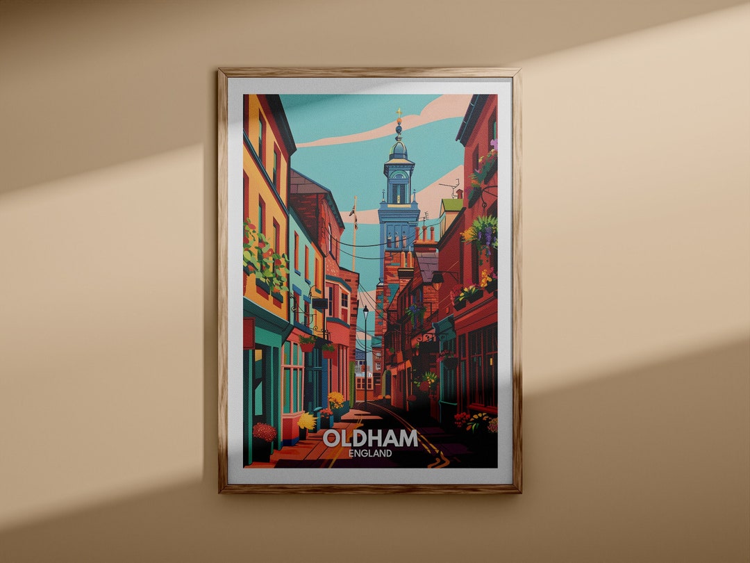 Oldham Print - Oldham Poster, UK Wall Art, England Wall Art Decor ...