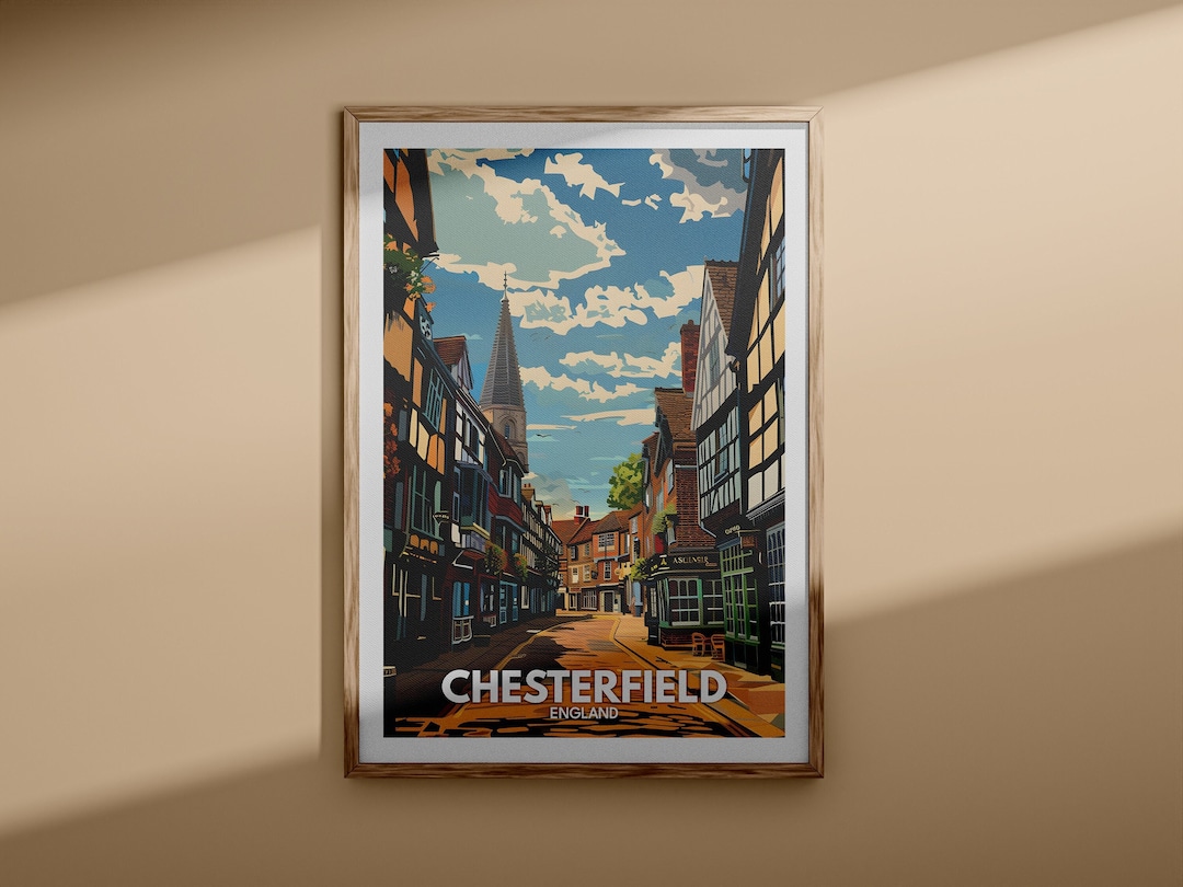 Chesterfield Print - Chesterfield Poster, UK Wall Art, England Wall Art ...