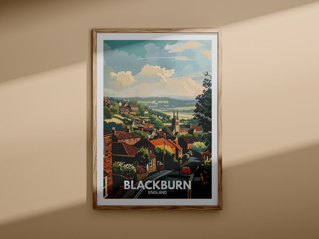 Blackburn Print - Blackburn Poster, UK Wall Art, England Wall Art Decor ...
