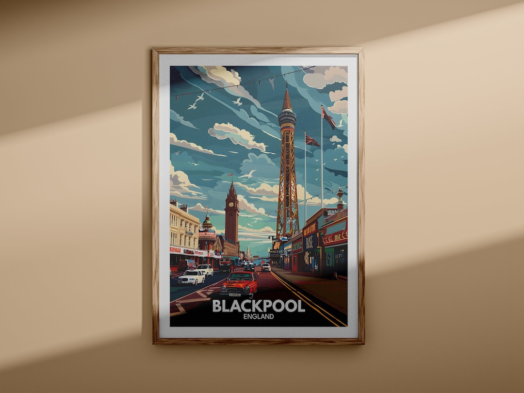 Blackpool Print - Blackpool Poster, UK Wall Art, England Wall Art Decor ...