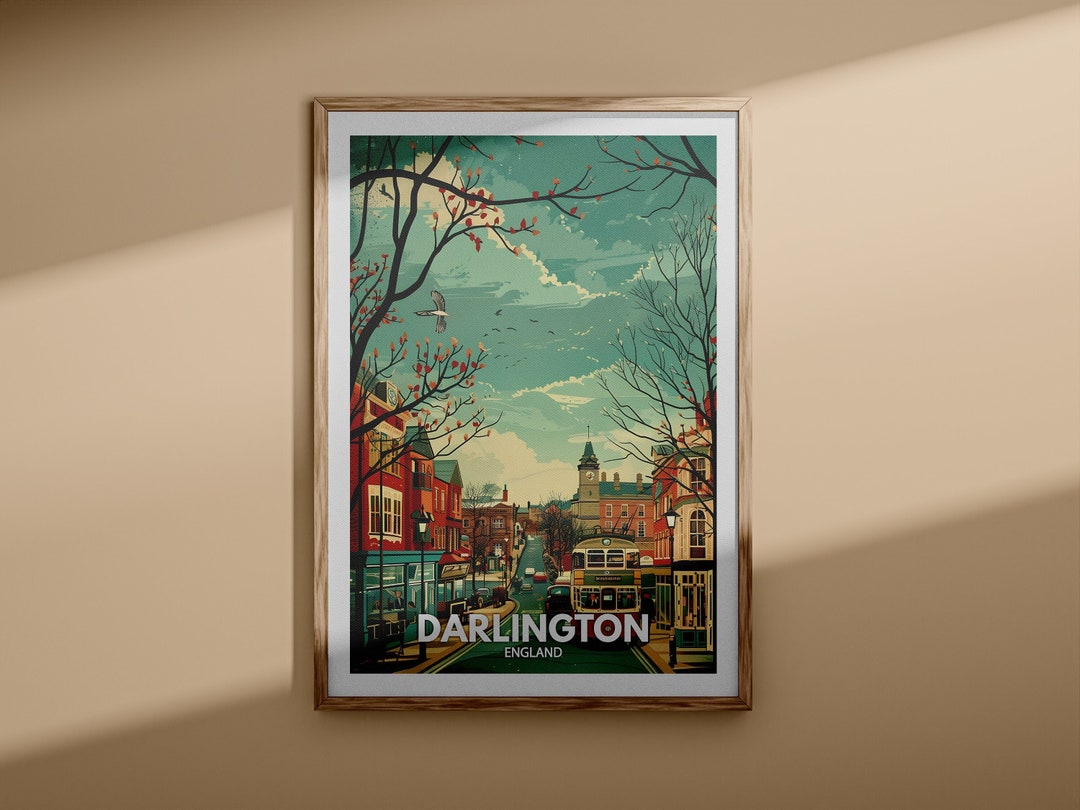 Darlington Art Print - Darlington Poster, UK Wall Art, England Wall Art ...