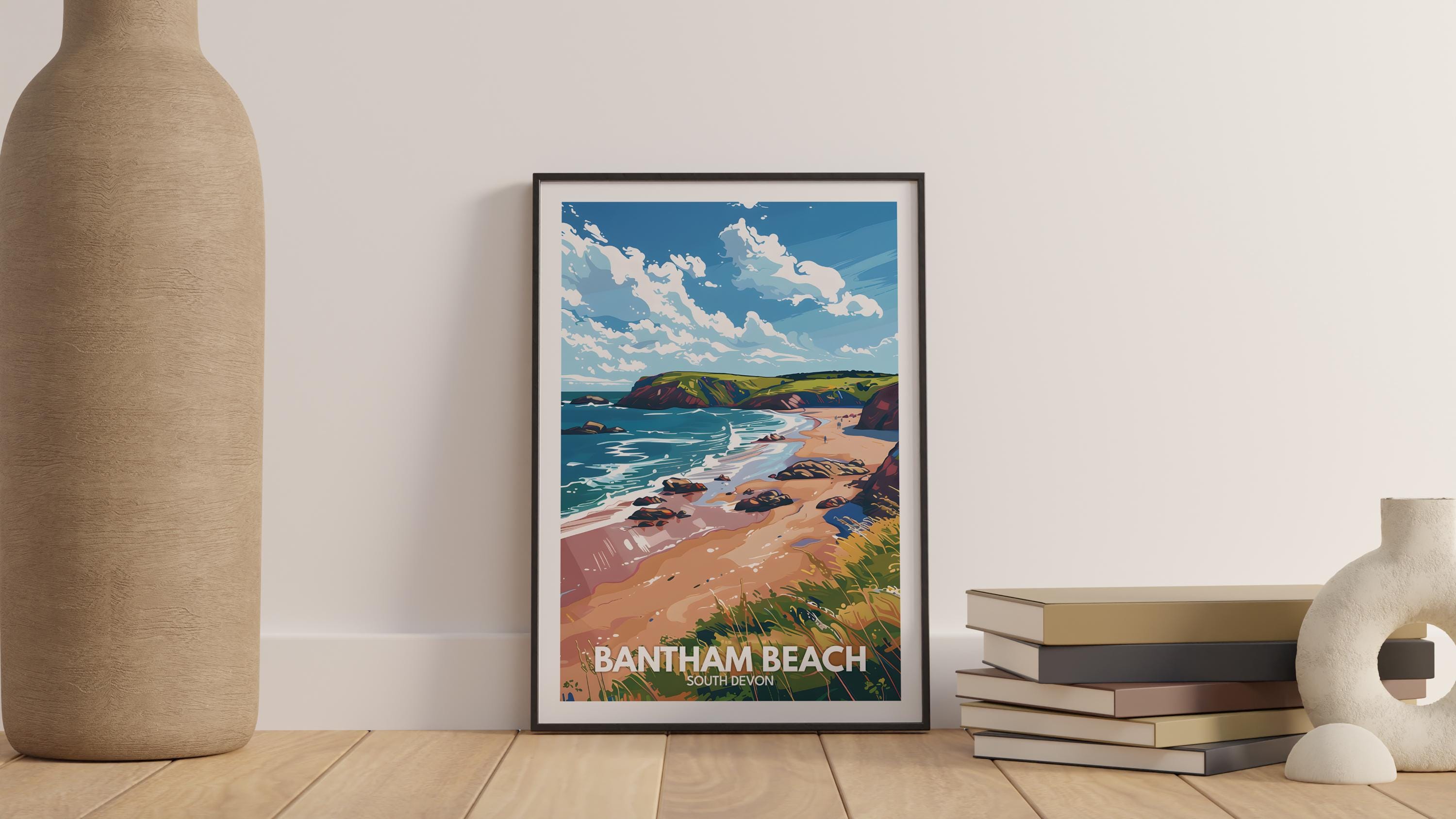 Bantham Beach Print – Bantham Beach Poster, South Devon Travel Poster ...