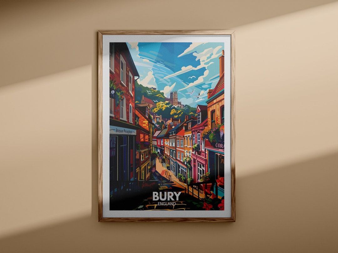 Bury Print - Bury Poster, UK Wall Art, England Wall Art Decor, British ...