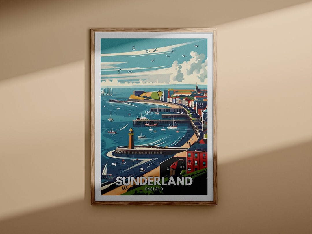 Sunderland Art Print - Sunderland Poster, UK Wall Art, England Wall Art ...