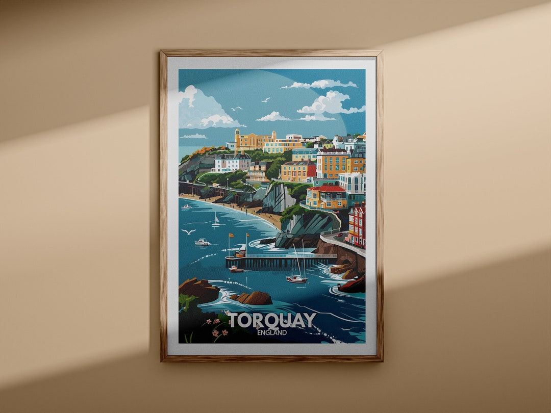 Torquay Print - Torquay Poster, UK Wall Art, England Wall Art Decor ...