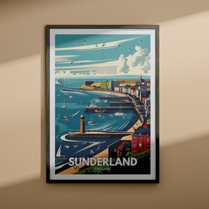 Sunderland Art Print - Sunderland Poster, UK Wall Art, England Wall Art ...