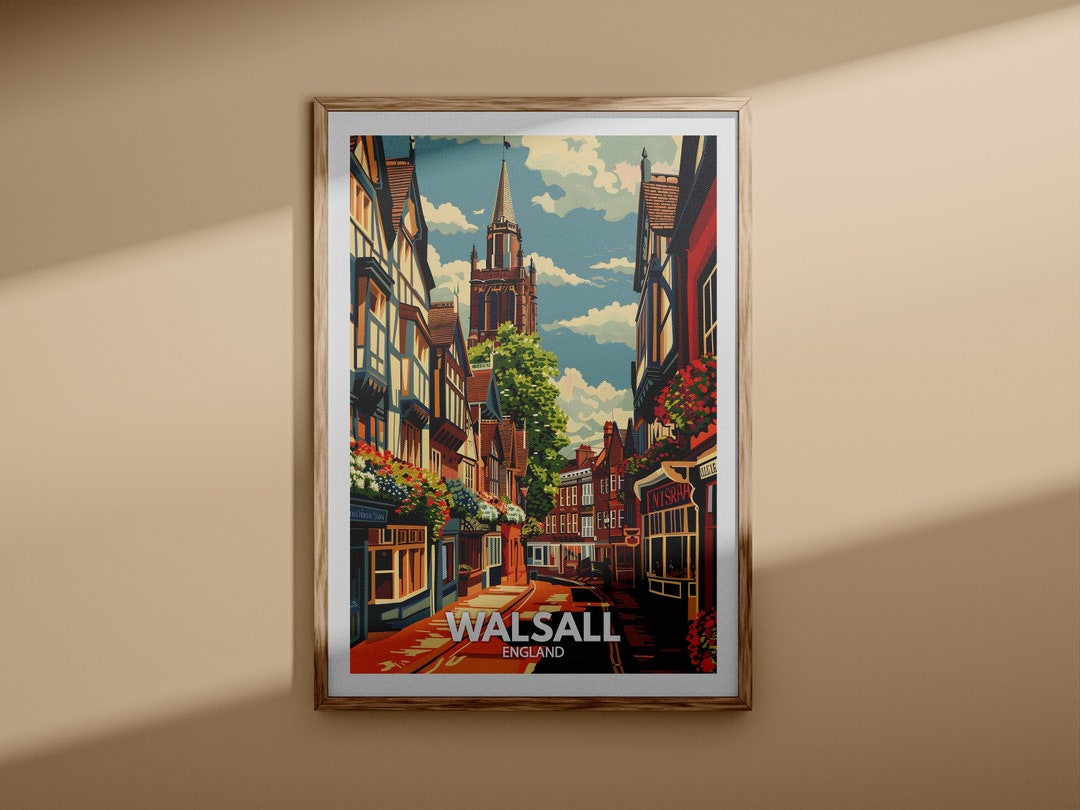 Walsall Print - Walsall Poster, UK Wall Art, England Wall Art Decor ...
