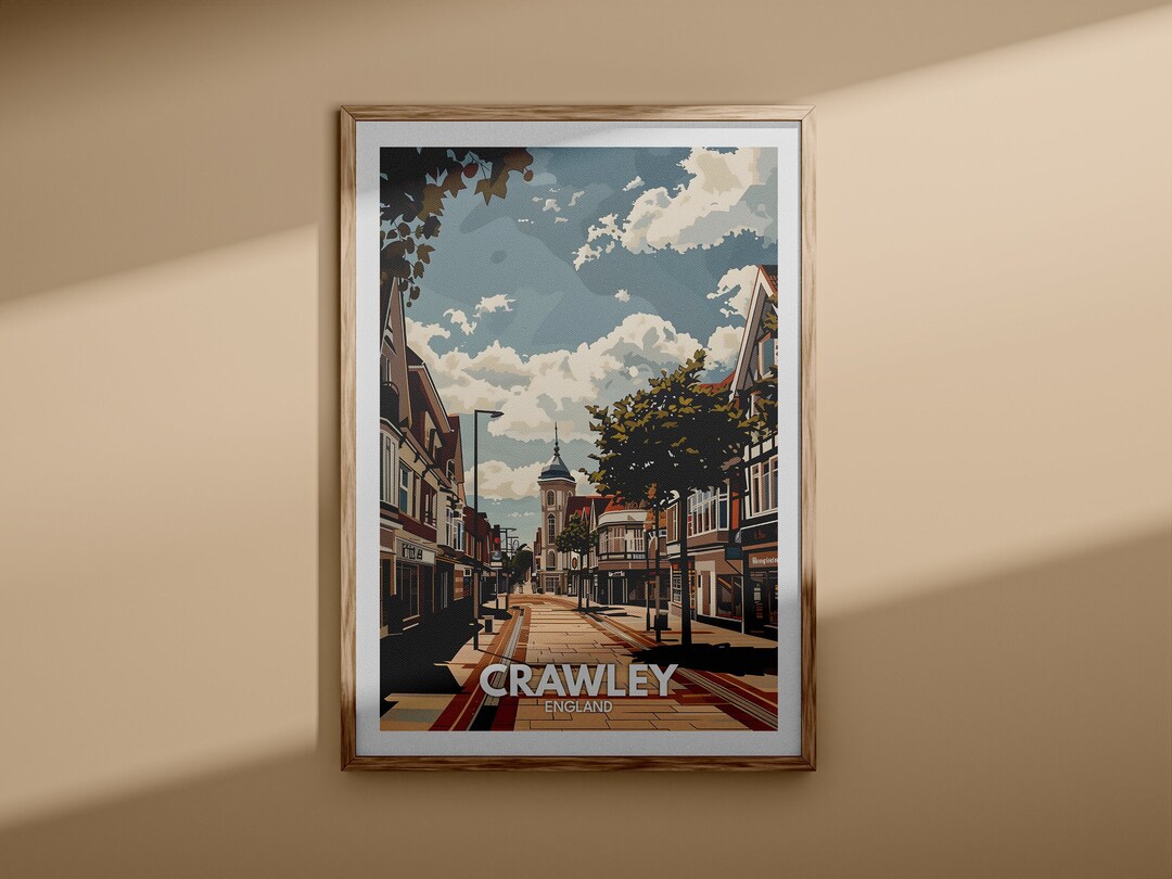 Crawley Print - Crawley Poster, UK Wall Art, England Wall Art Decor ...