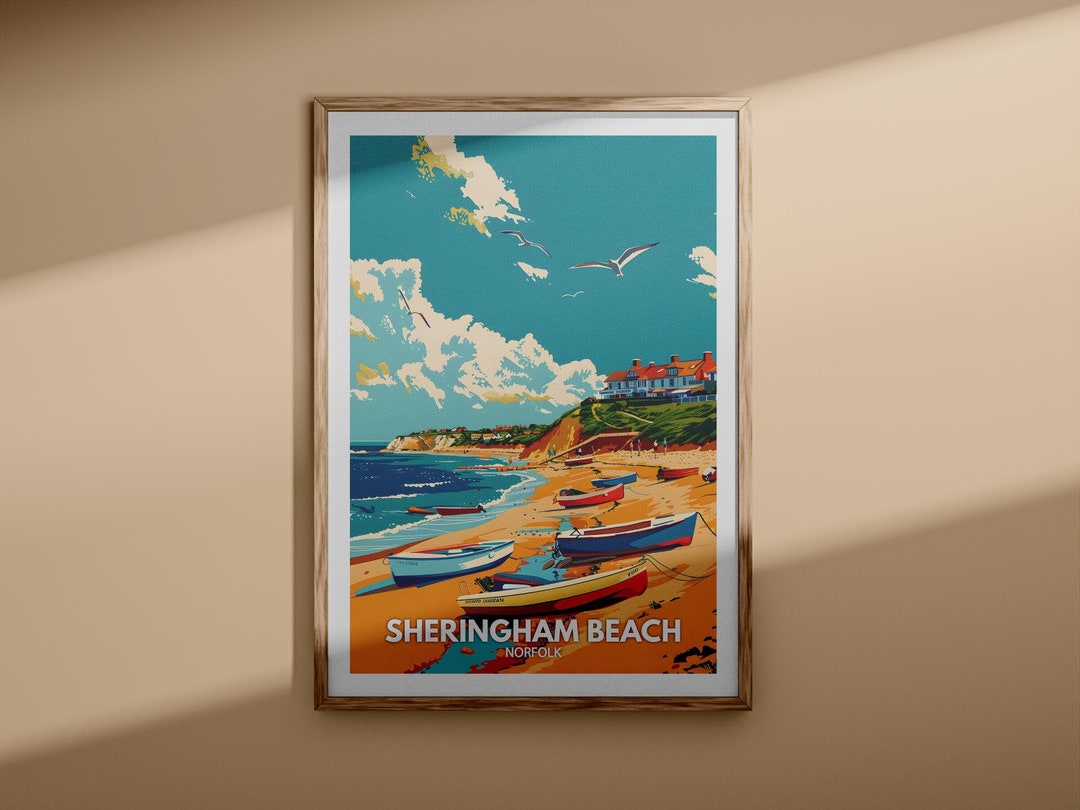 Sheringham Beach Print – Sheringham Beach Poster, Norfolk Travel Poster ...