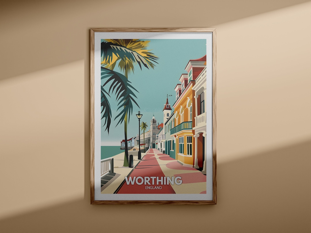 Worthing Art Print - Worthing City Poster, UK Wall Art, England Wall ...