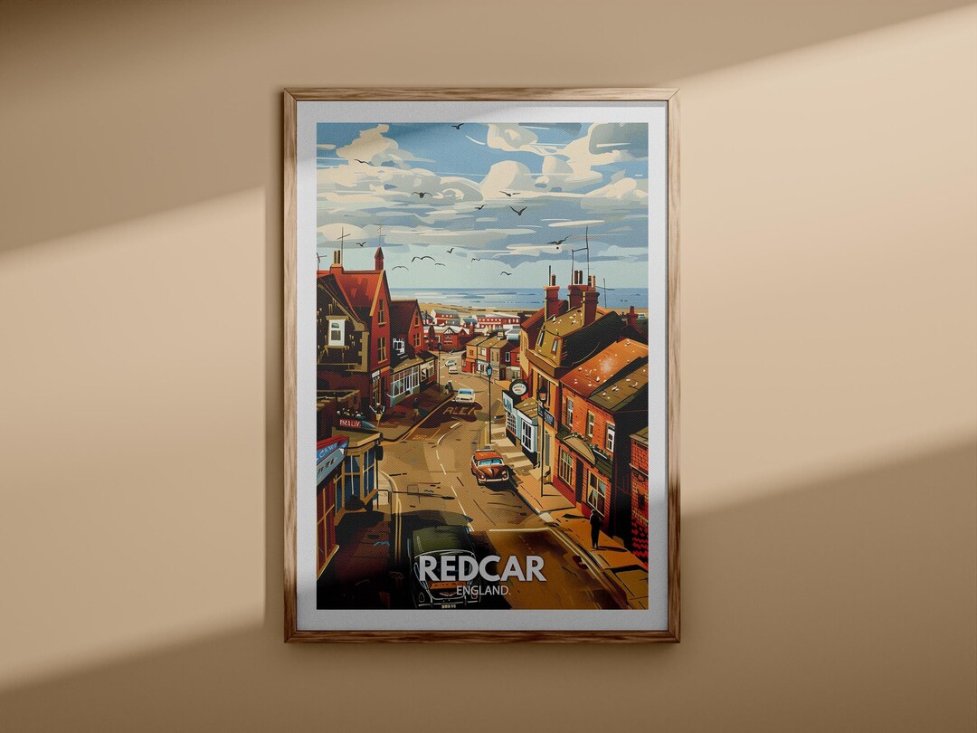 Redcar Print - Redcar Poster, UK Wall Art, England Wall Art Decor ...