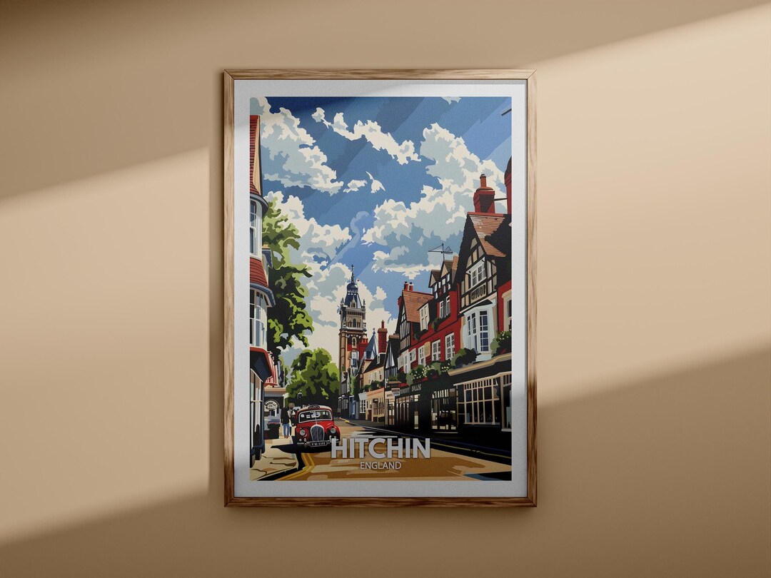 Hitchin Print - Hitchin Poster, UK Wall Art, England Wall Art Decor ...