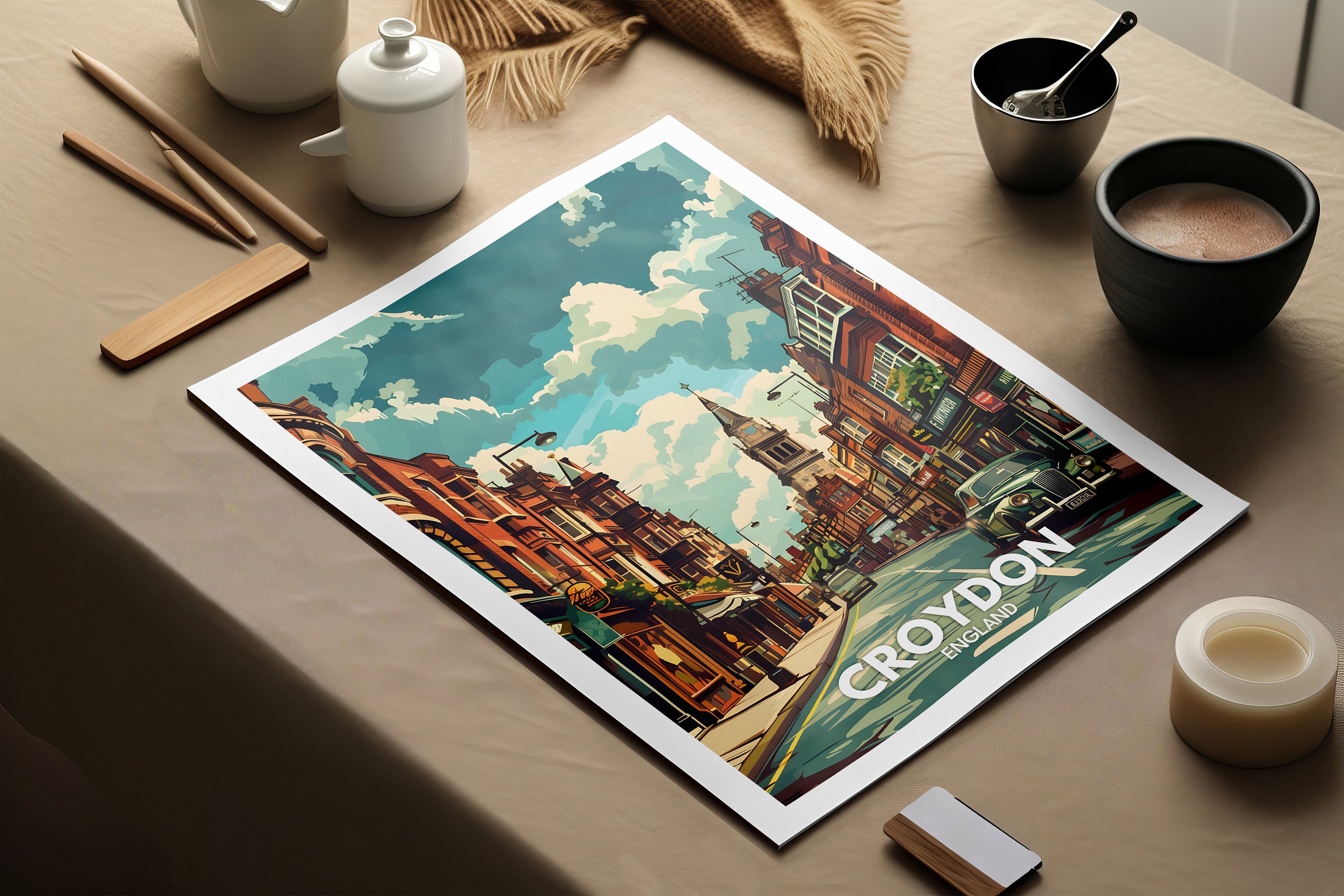Croydon Art Print - Croydon Poster, UK Wall Art, England Wall Art Decor ...