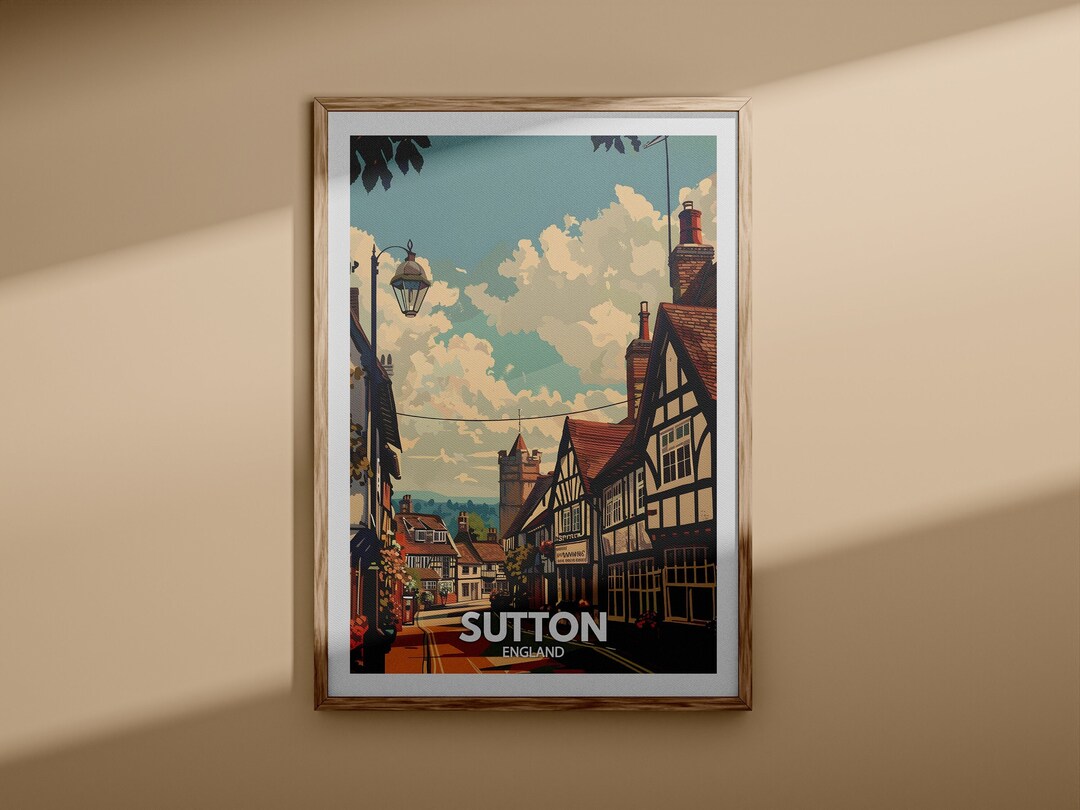 Sutton Druck - Sutton Plakat, Großbritannien Wandkunst, England Wand ...