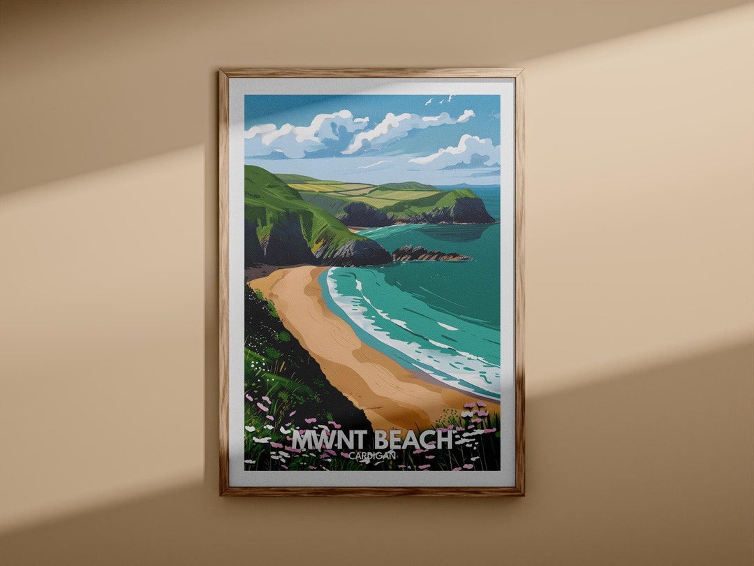 Mwnt Beach Print – Mwnt Beach Poster, Cardigan Travel Poster, Cardigan ...