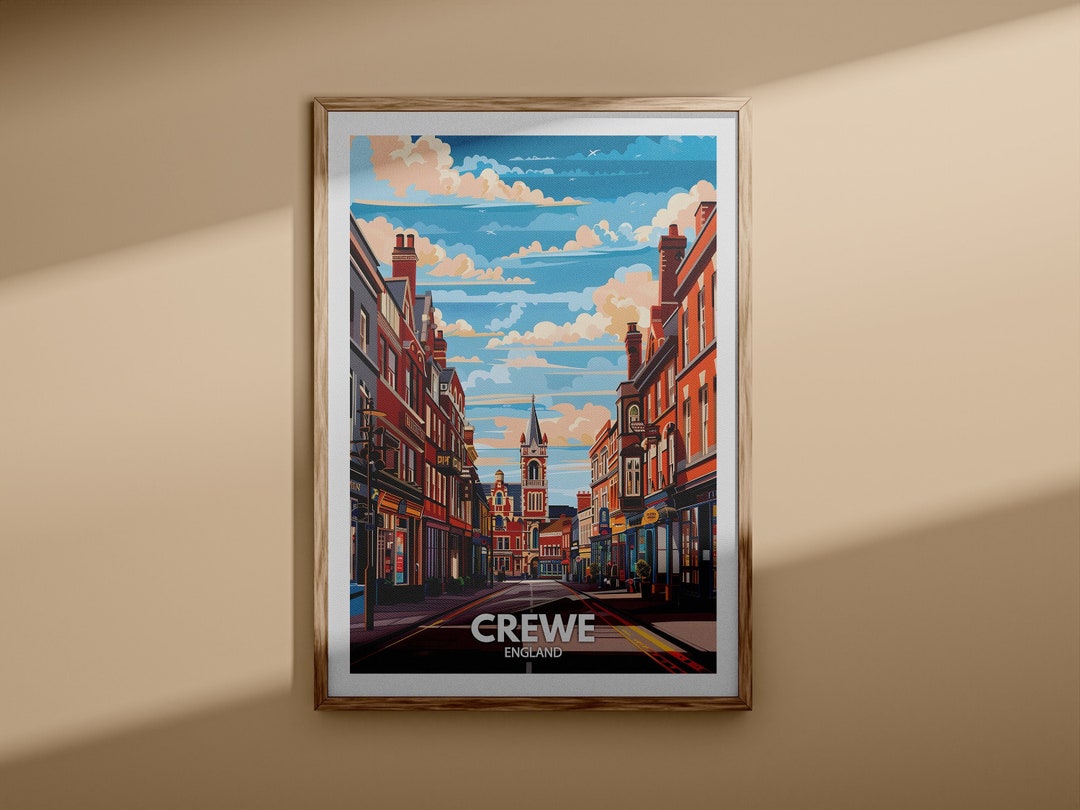 Crewe Print - Crewe Poster, UK Wall Art, England Wall Art Decor ...