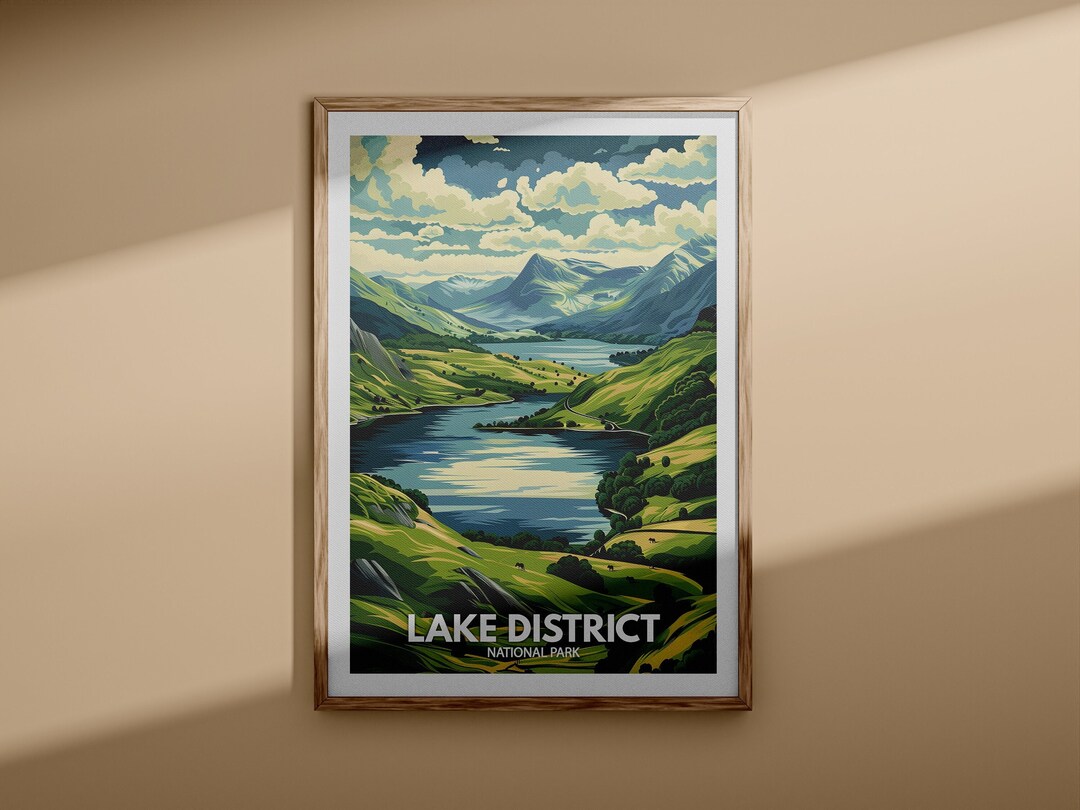Lake District National Park Travel Poster, Lake District Print, England ...