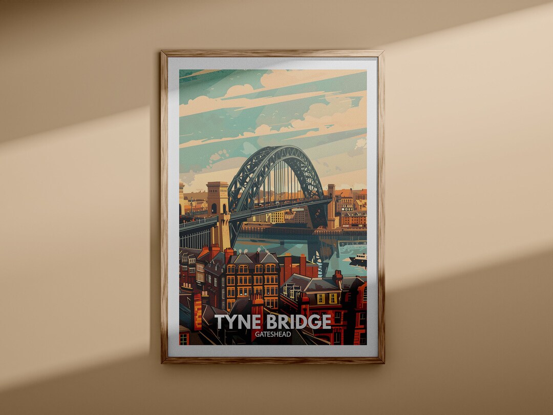 Tyne Bridge Print - Tyne Bridge City Poster, UK Wall Art, Gateshead ...