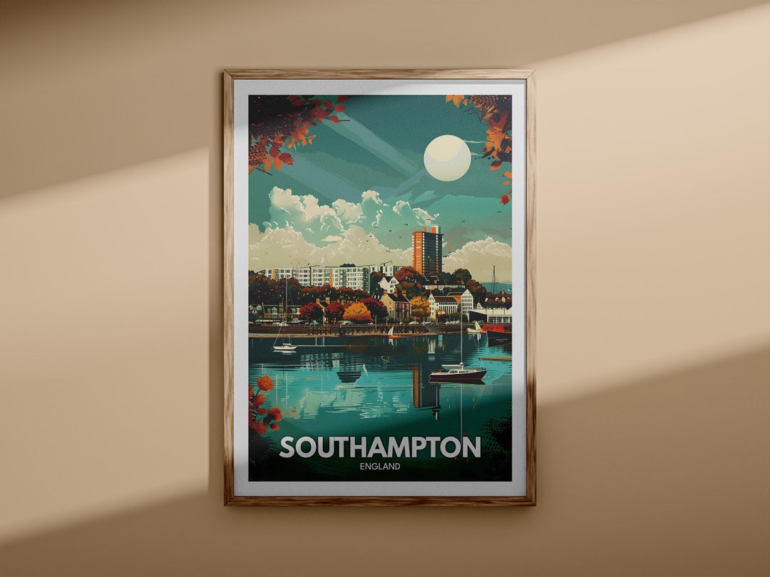 Southampton City Print - Southampton Poster, UK Wall Art, England Wall ...