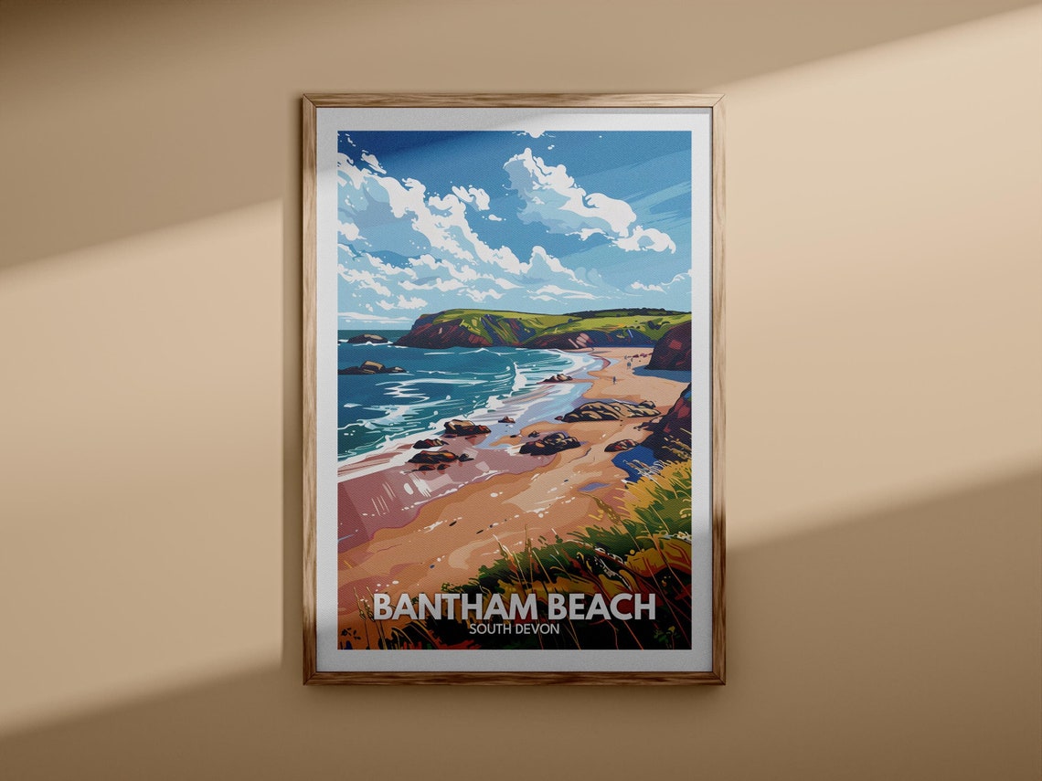 Bantham Beach Print – Bantham Beach Poster, South Devon Travel Poster ...