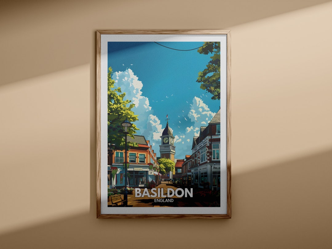 Basildon Print - Basildon Poster, UK Wall Art, England Wall Art Decor ...