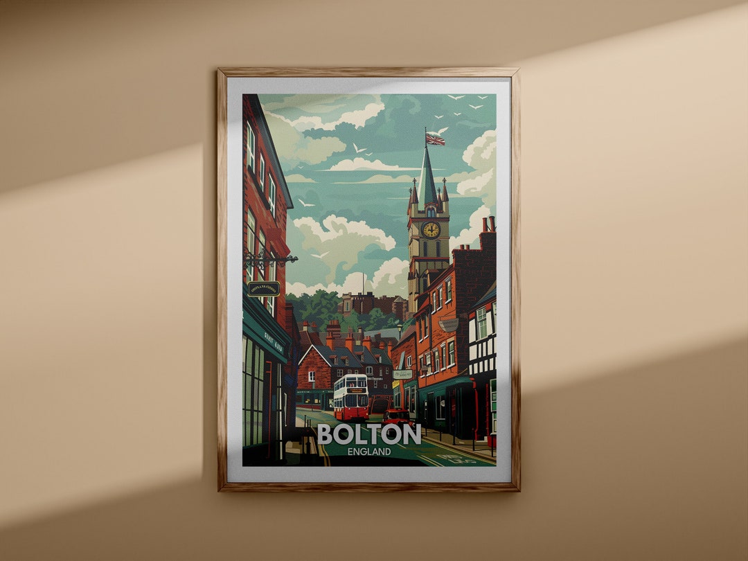 Bolton Print - Bolton Poster, UK Wall Art, England Wall Art Decor ...