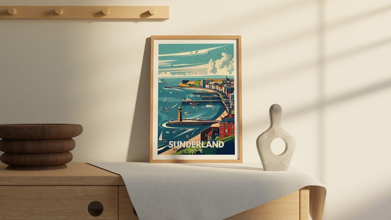 Sunderland Art Print - Sunderland Poster, UK Wall Art, England Wall Art ...