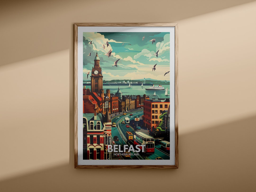 Belfast Print - Belfast Poster, UK Wall Art, Northern Ireland Art Decor ...