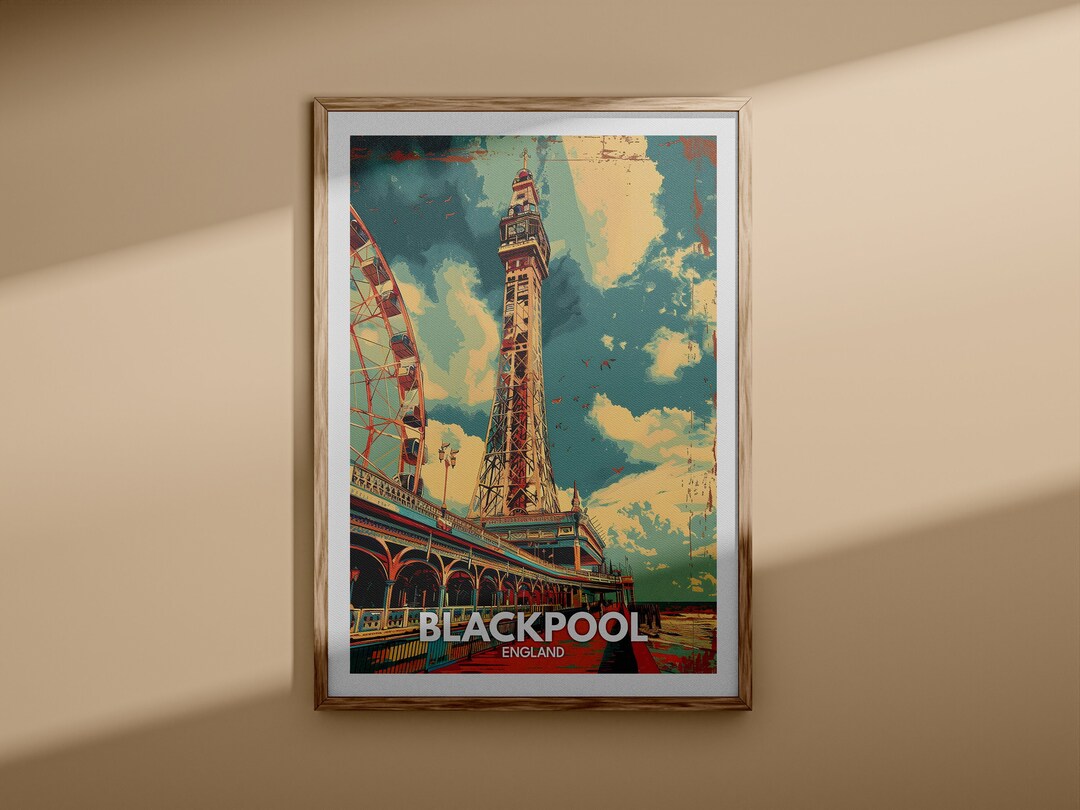 Blackpool Print - Blackpool Poster, UK Wall Art, England Wall Art Decor ...