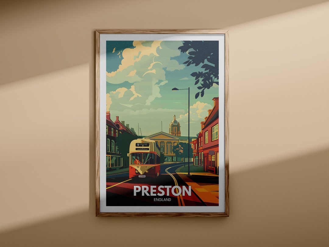 Preston Print - Preston Travel Poster, UK Wall Art, England Wall Art ...