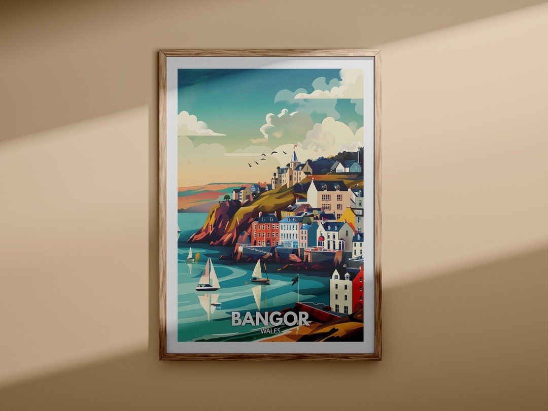 Bangor Print - Bangor Poster, UK Wall Art, Wales Wall Art Decor ...
