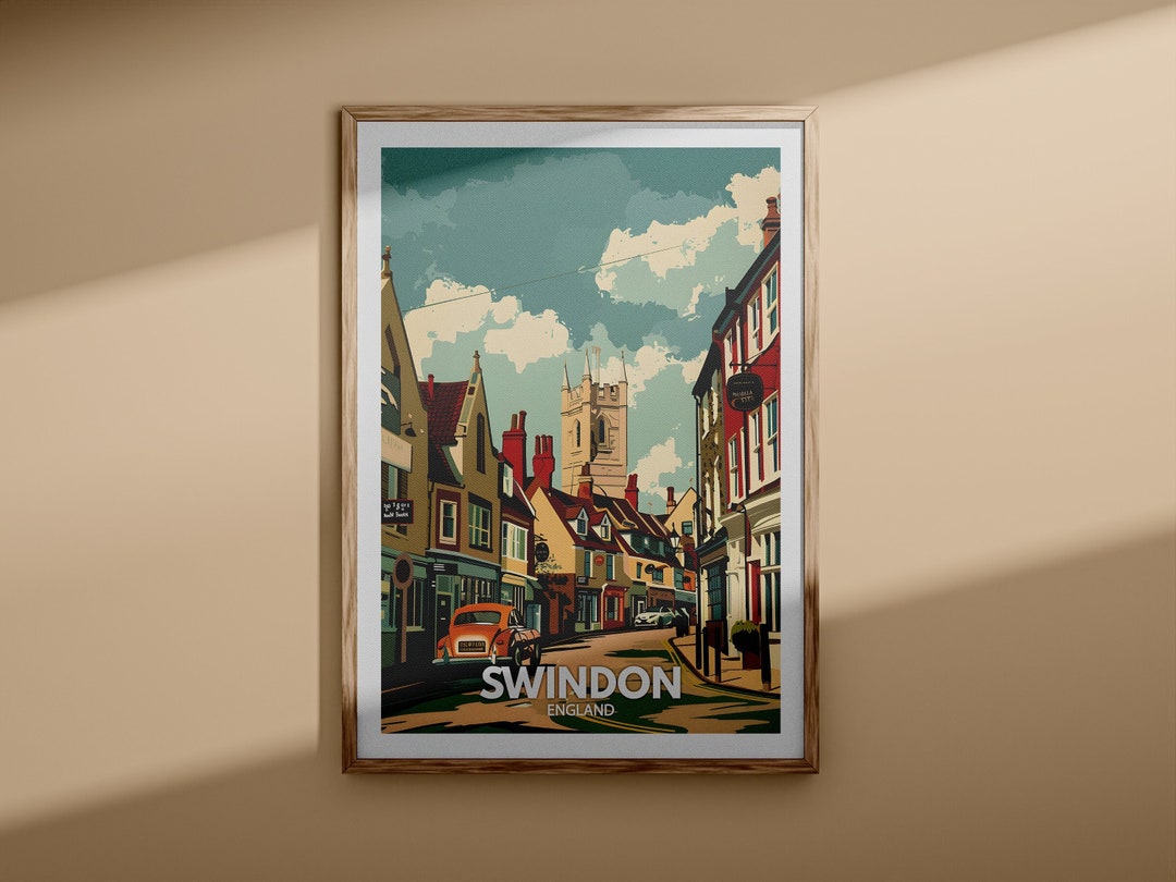 Swindon Print - Swindon Poster, UK Wall Art, England Wall Art Decor ...