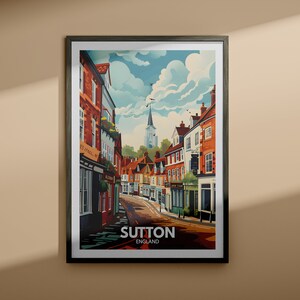 Sutton Print - Sutton Poster, UK Wall Art, England Wall Art Decor ...