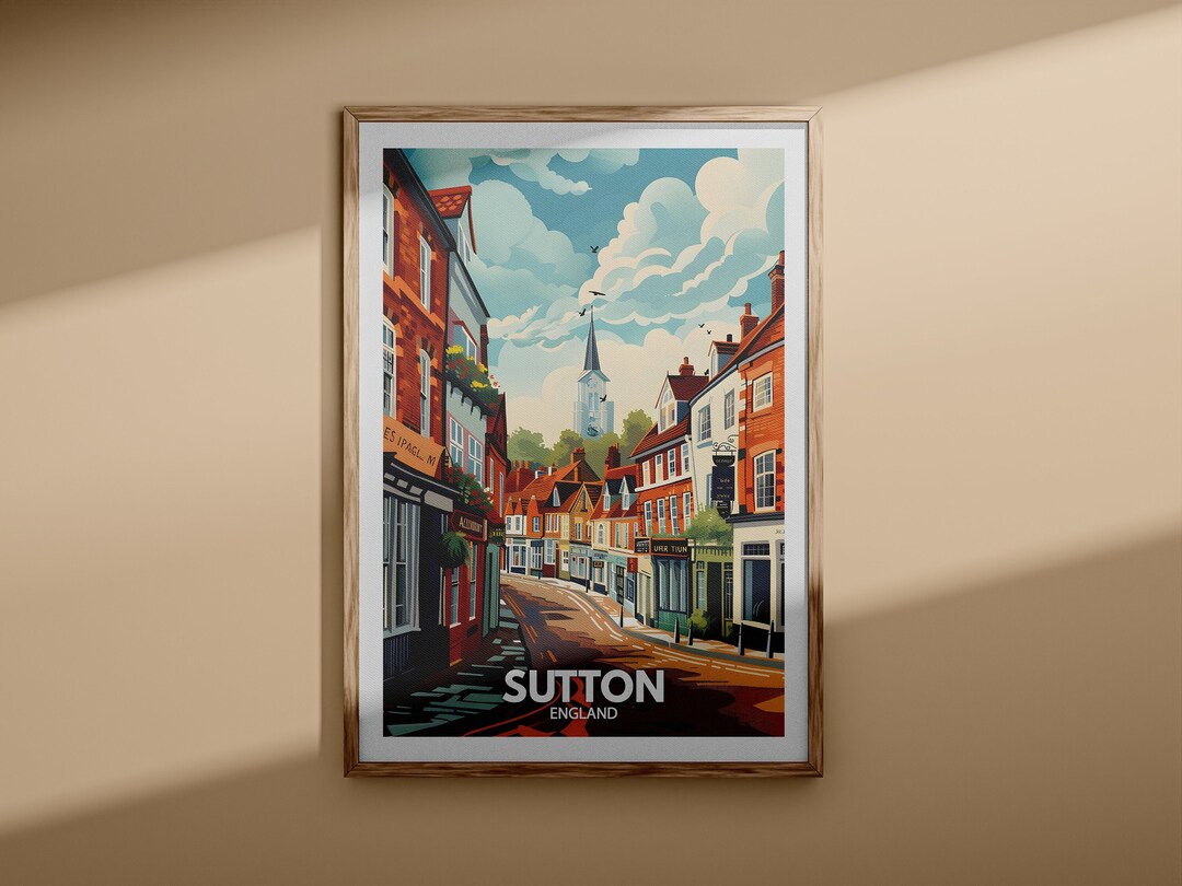 Sutton Print - Sutton Poster, UK Wall Art, England Wall Art Decor ...