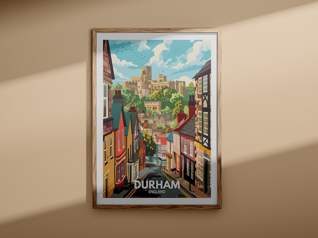 Durham Print - Durham City Poster, UK Wall Art, England Wall Art Decor ...