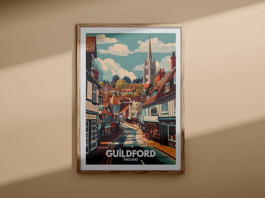 Guildford Print - Guildford Poster, UK Wall Art, England Wall Art Decor ...