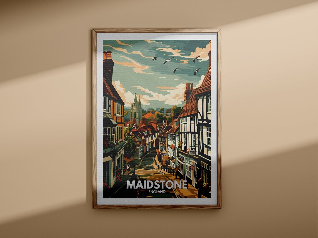 Maidstone Print - Maidstone Poster, UK Wall Art, England Wall Art Decor ...