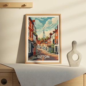 Sutton Print - Sutton Poster, UK Wall Art, England Wall Art Decor ...