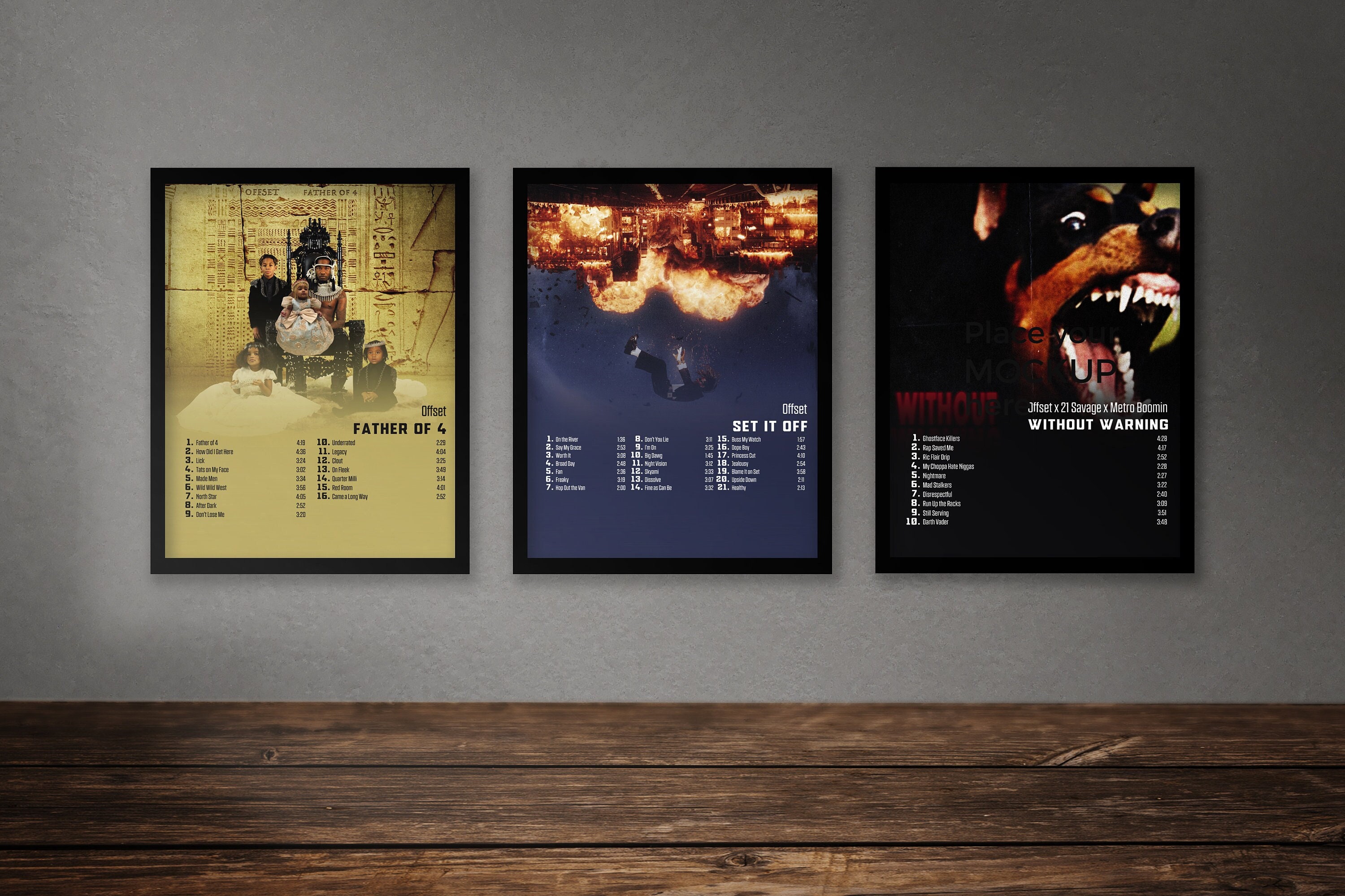Offset Poster Set of 3 | Digital Download | Father of 4 Album Poster ...