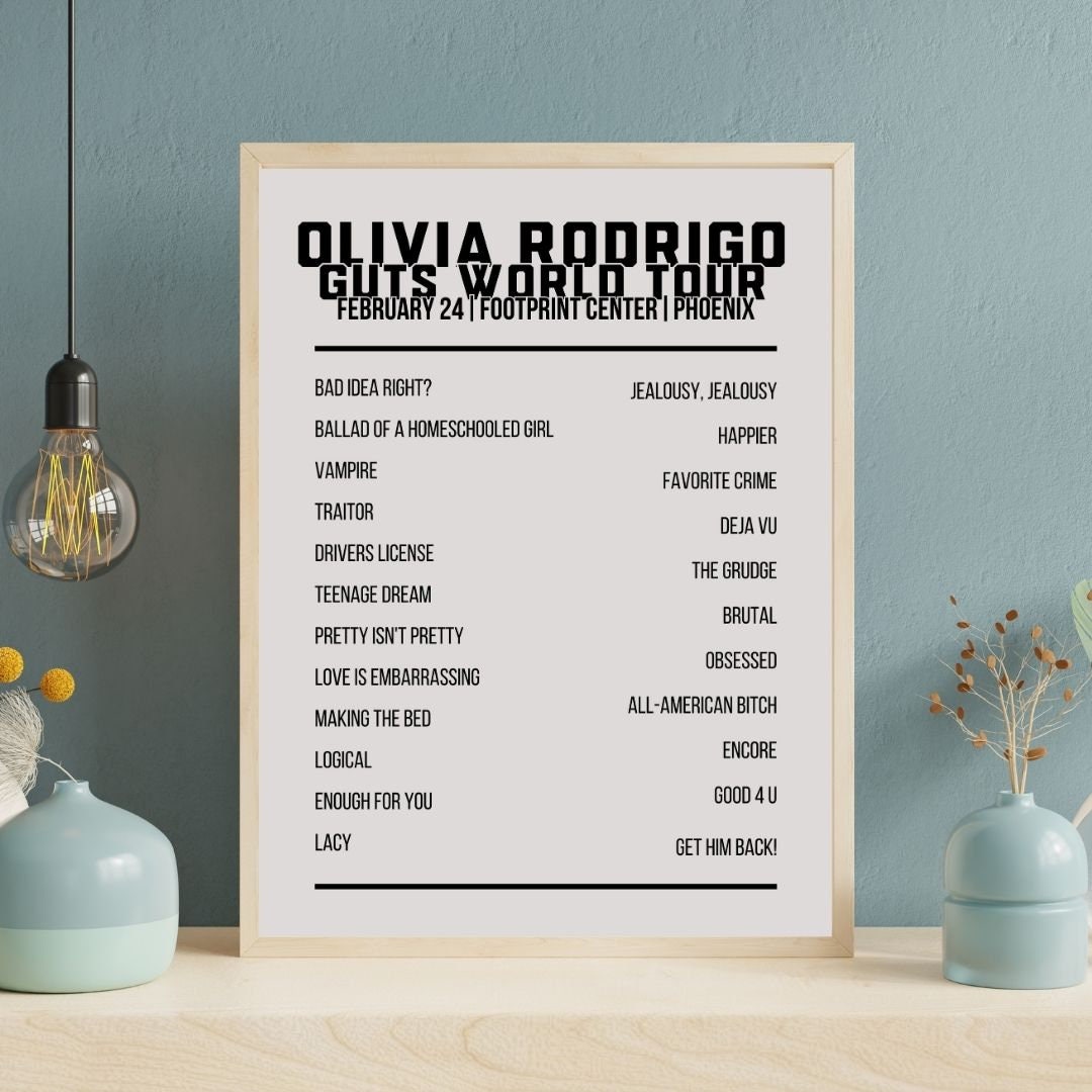 Olivia Rodrigo Guts World Tour 2024 Setlist Setlist Poster Guts World ...