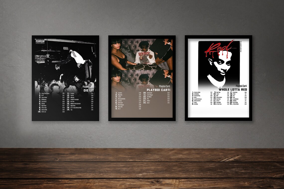 Playboi Carti Poster Set of 3 | Die Lit Album Poster | Playboi Carti Album Poster | Whole Lotta ...