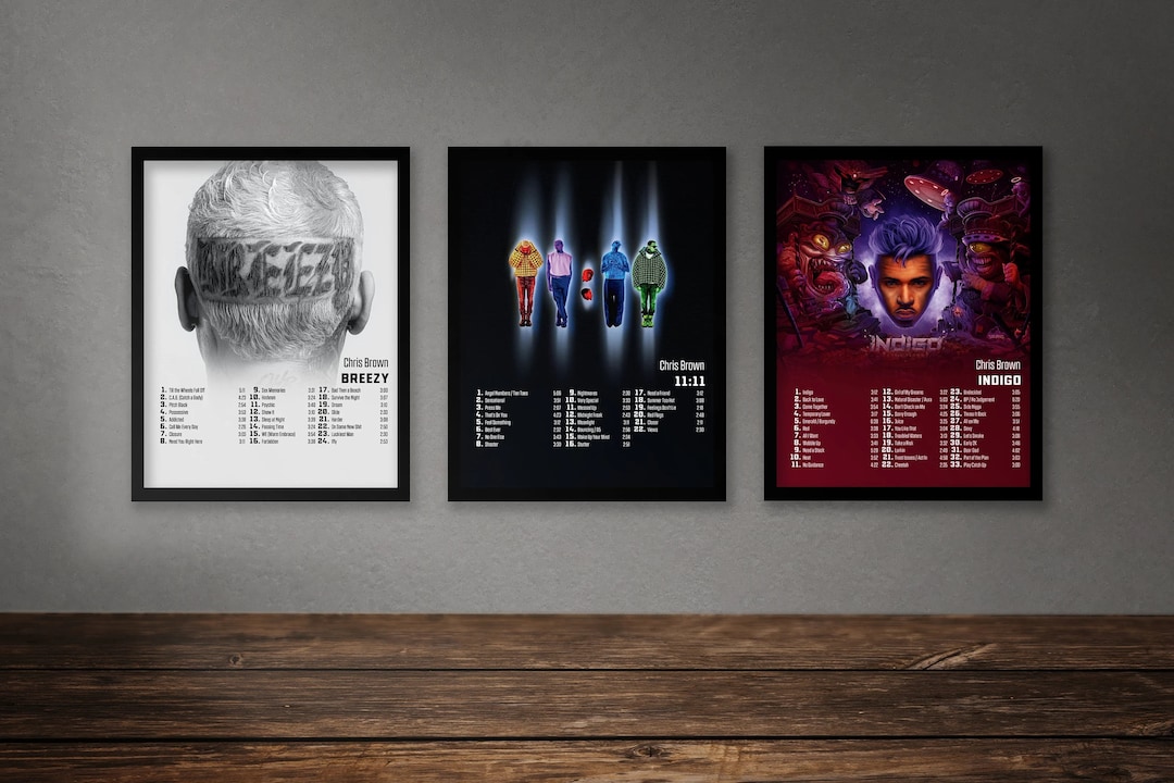 Chris Brown Poster Set of 9 Album Poster | 11:11 Album | Indigo Album ...