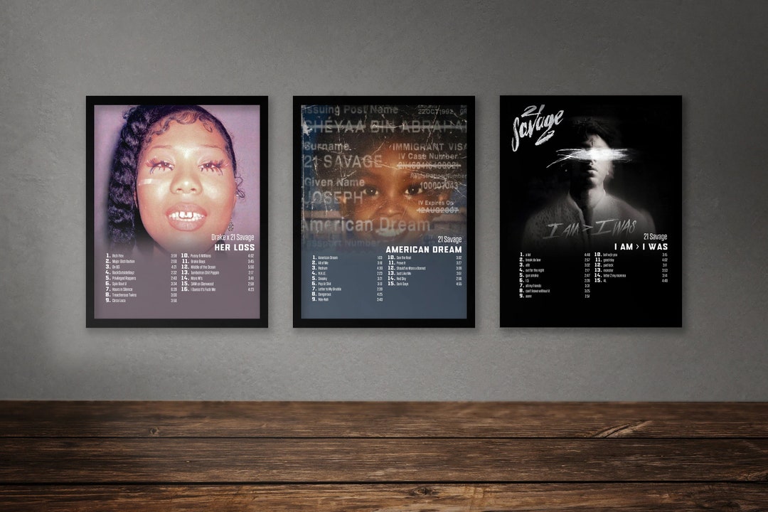 21 Savage Poster Set of 8 Album Poster | American Dream | Her Loss ...