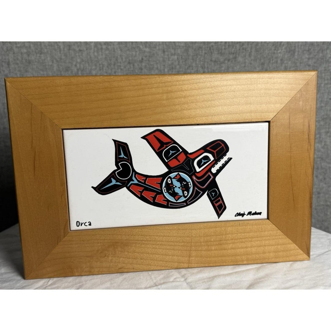 Pacific Northwest Native American Inuit Eskimo Orca Whale Art Tile Wood ...