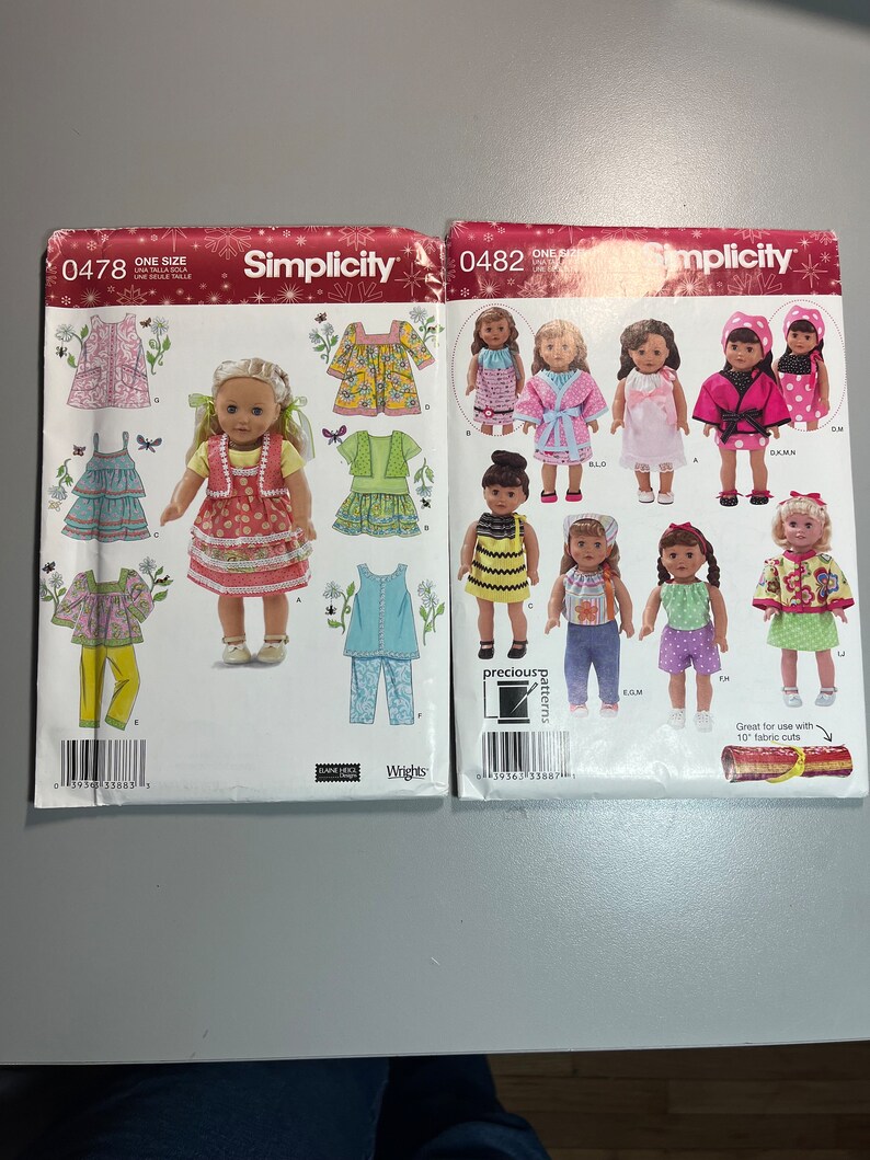 Simplicity Doll Patterns 0482 and 0478 - Etsy